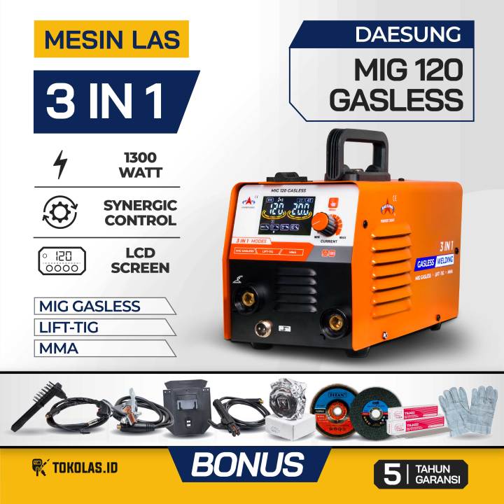 Mesin Las Inverter Daesung MIG 120 GASLESS Trafo Las Stainless Besi 3 ...