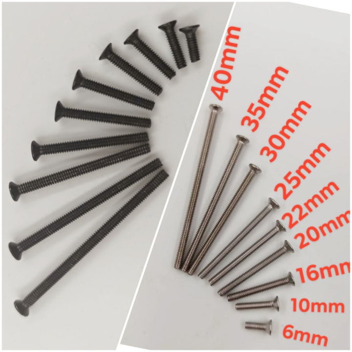 Mini 4wd parts FLAT head SILVER/BLACK stainless screws pack by 10pcs KD ...