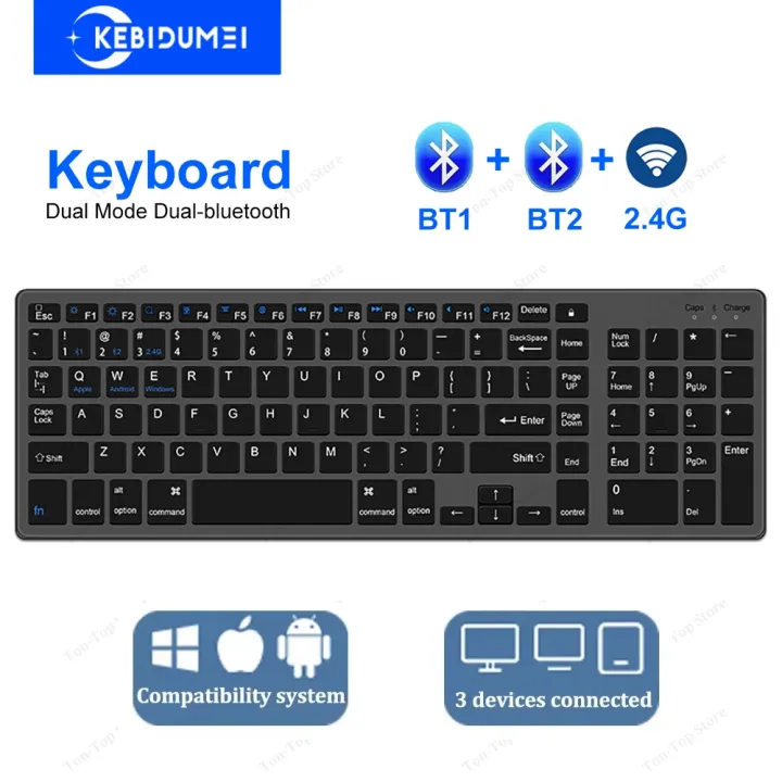 Dual-mode 2.4G Wireless Keyboard Dual Bluetooth 5.0 Keyboard 102 Keys ...