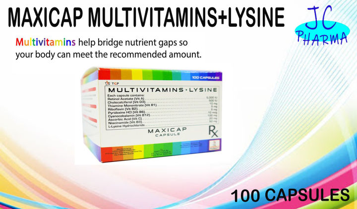AUTHENTIC MAXICAP MULTIVITAMINS + LYSINE (100 CAPSULES) | Lazada PH
