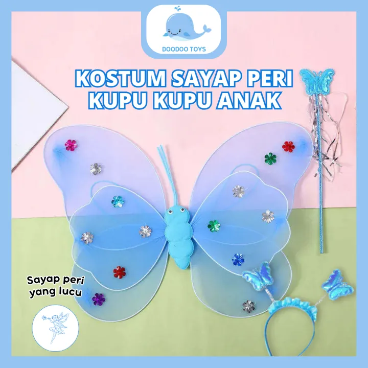 Doodoo Kostum Sayap Peri Kupu Kupu Anak Baju Princess Tongkat Bando ...