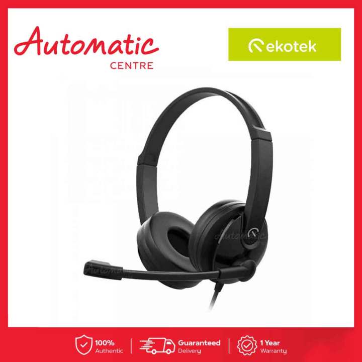 Ekotek Ekowave Pro Alpha (Jack) Black 3.5mm Jack Headphones with Dedicated Mute and Volume ...