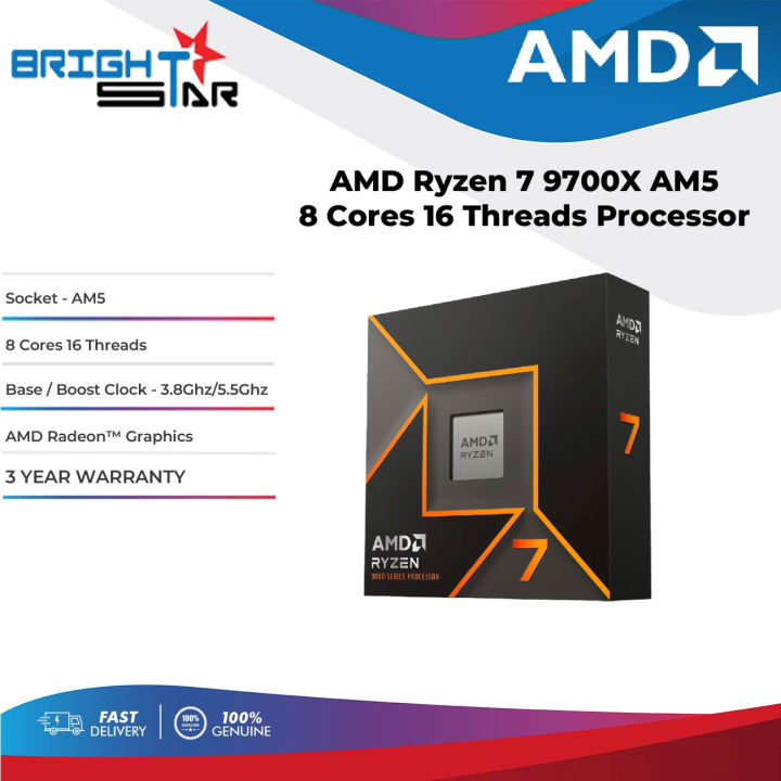 AMD Ryzen 7 9700X AM5 8 Cores 16 Threads Processor | Lazada