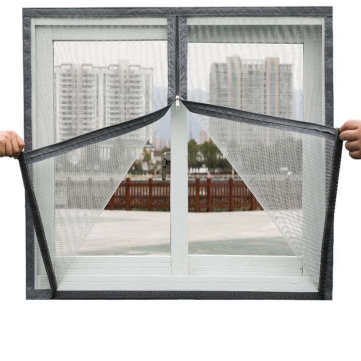 Summer anti-mosquito zipper screen window Velcro invisible removable ...