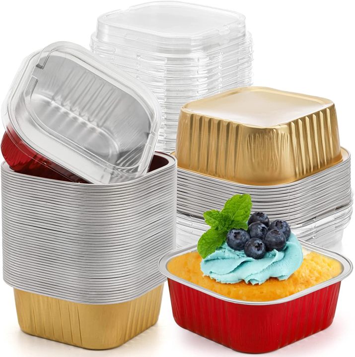 150ml / 300ml Aluminum Foil Baking Cups with Lids, Disposable Foil ...