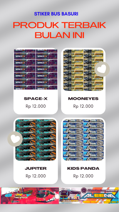 Stiker bus basuri asli tempelan sticker bus telolet 1 lembar isi 20 pcs ...