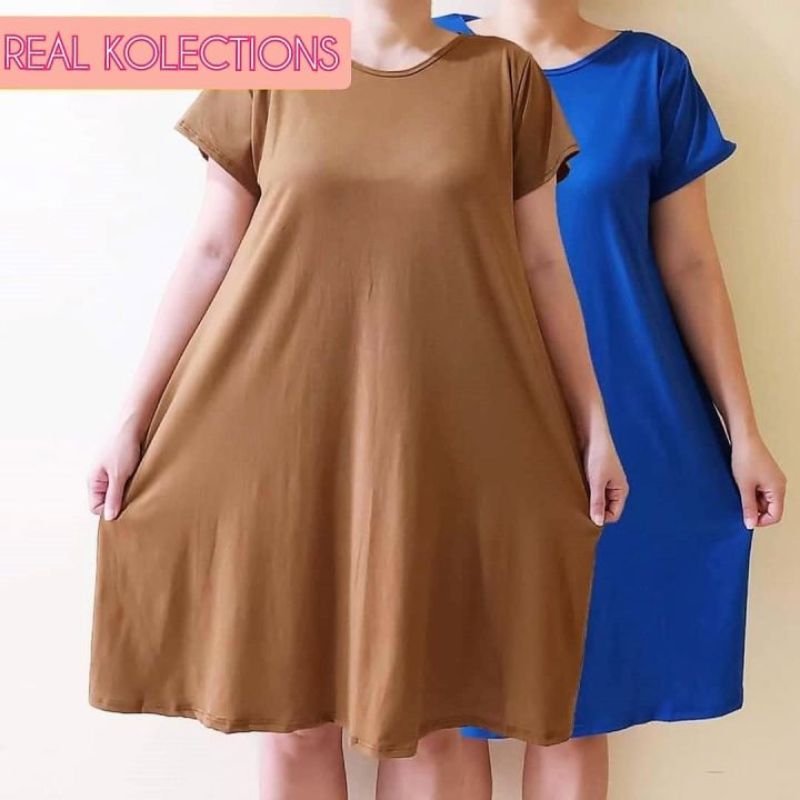 PLAIN PLUS SIZE FLOWY SLEEVE DRESS WITH POCKET UP TO 4XL | Lazada PH