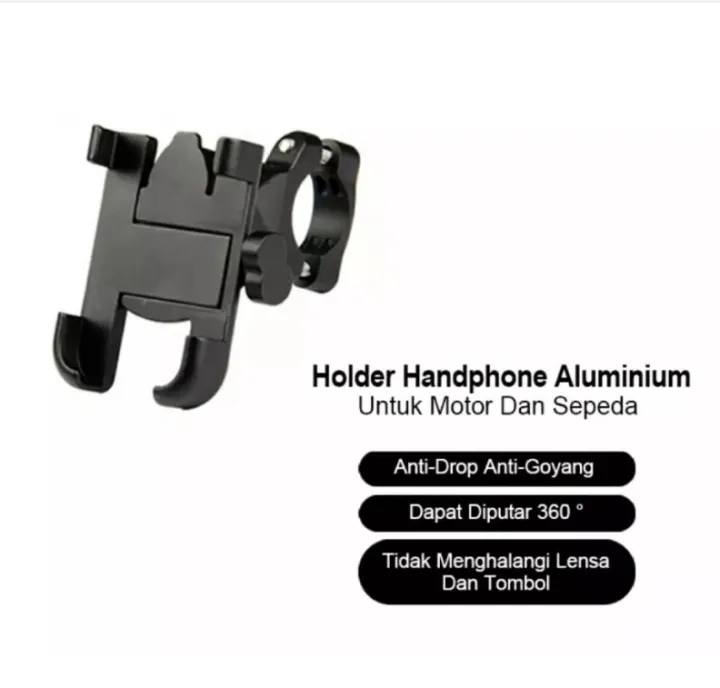 COQO Holder Hp Motor Besi Stang Full Alumunium Dudukan Penahan Hape Sandaran Penyangga Pegangan ...