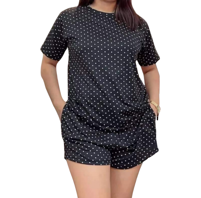 PLUS SIZE POLKA TERNO SHORT FIT XL-3XL HIGH QUALITY COTTON SPANDEX | Lazada PH