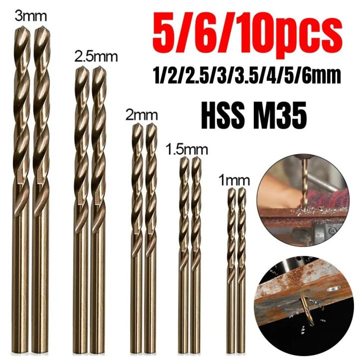 5//6/10pcs HSS M35 Cobalt Drill Bit 1mm 1.5mm 2mm 3mm 4mm 5mm For Stainless Steel High Speed ...