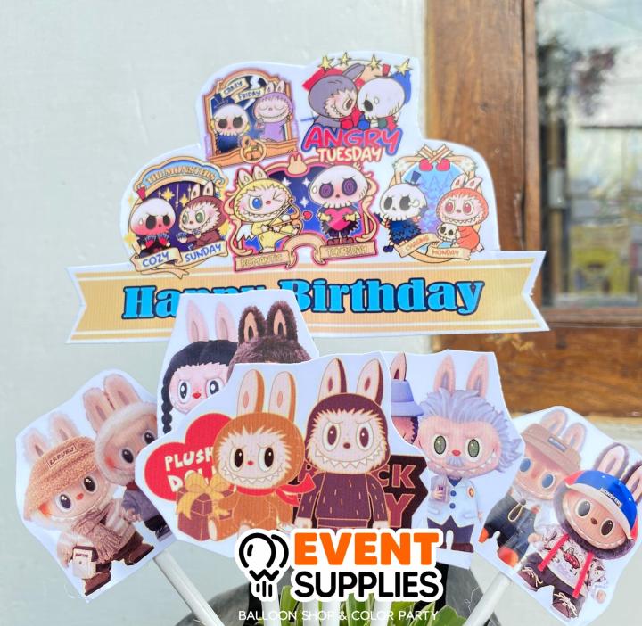Topper Kertas Cake Boneka Labubu Kuromi Sanrio Kue/Roti/Ulang Tahun ...