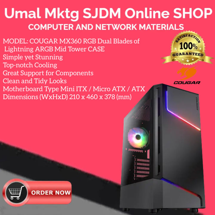 COUGAR MX360 RGB Dual Blades of Lightning ARGB Mid Tower CASE with ...