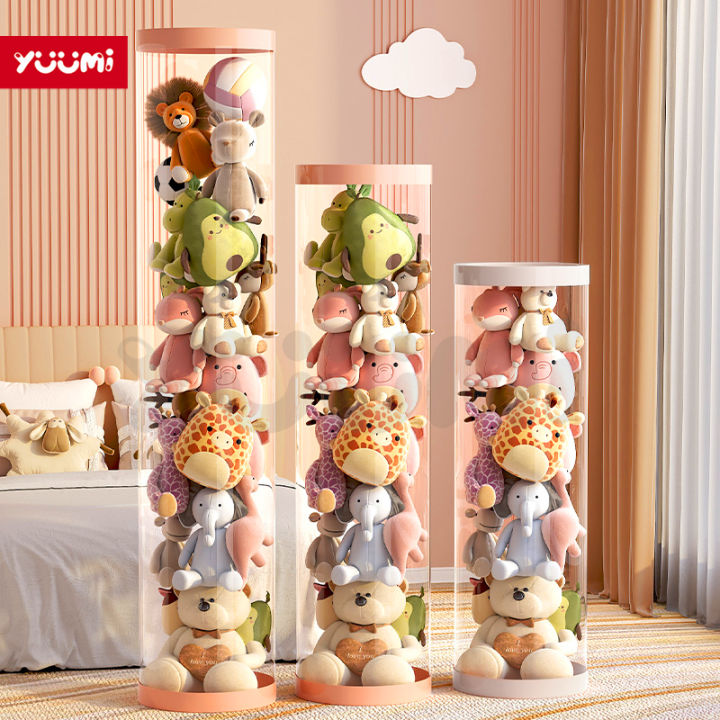 Yuumi Plush Toy Doll Storage Bucket Transparent Cylindrical Storage Box ...