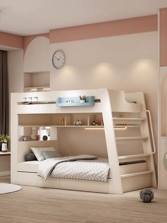Children's bed double layer bed with the same width on top and bottom ...