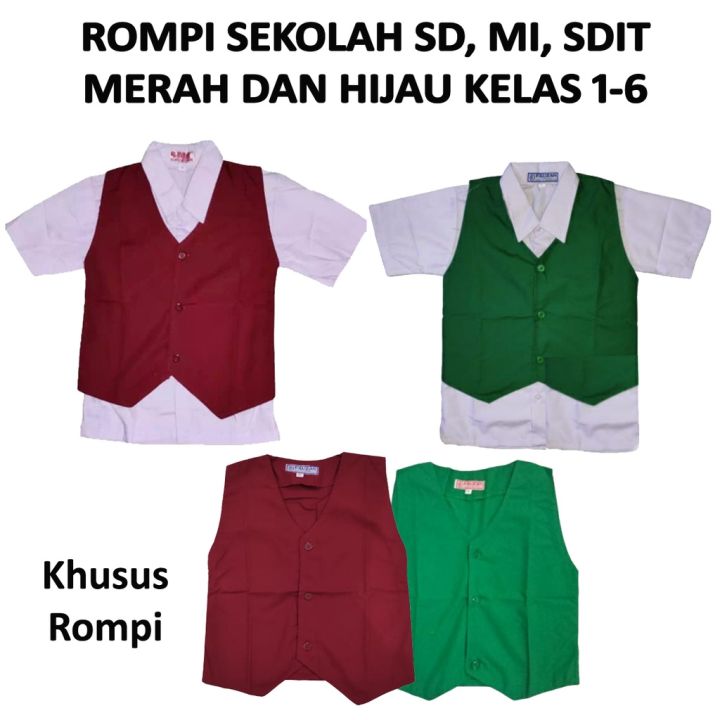 Rompi Sekolah SD, MI, SDIT Warna Merah dan Hijau Kelas 1-6 | Lazada ...