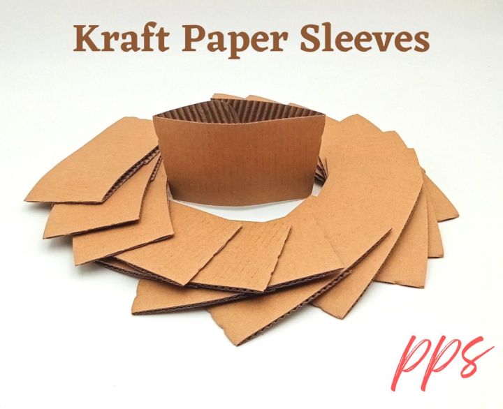 50pcs/500PCS Disposable Kraft 80mm/90mm Paper Sleeves *suit for 8oz ...