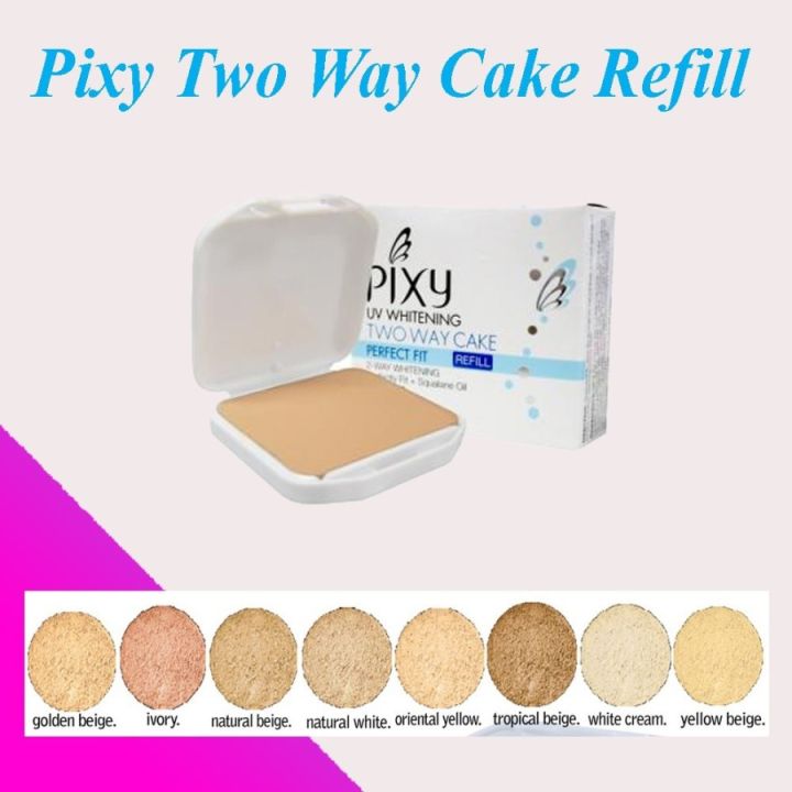 Pixy UV whitening Two Way Cake perfect fit refill bedak padat all ...