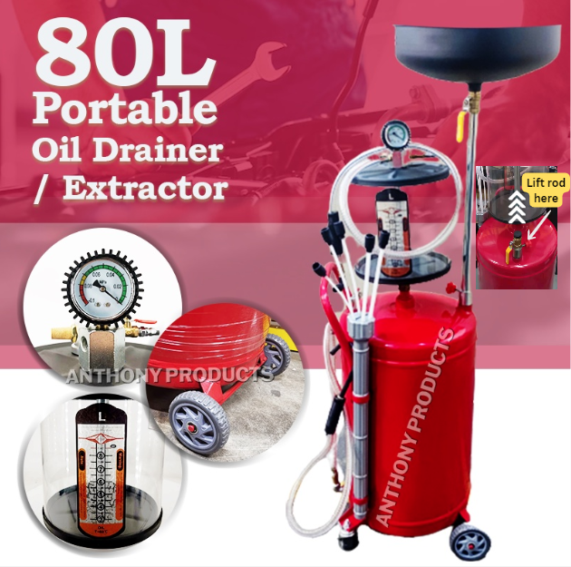 80L Pneumatic Portable Oil Drainer Waste Drain Tank Air Operated ...