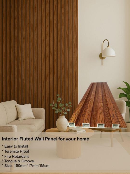 ---Wood (95cm) Panel Fluted PVC Wall Panel Fluted Durable Long Lasting ...