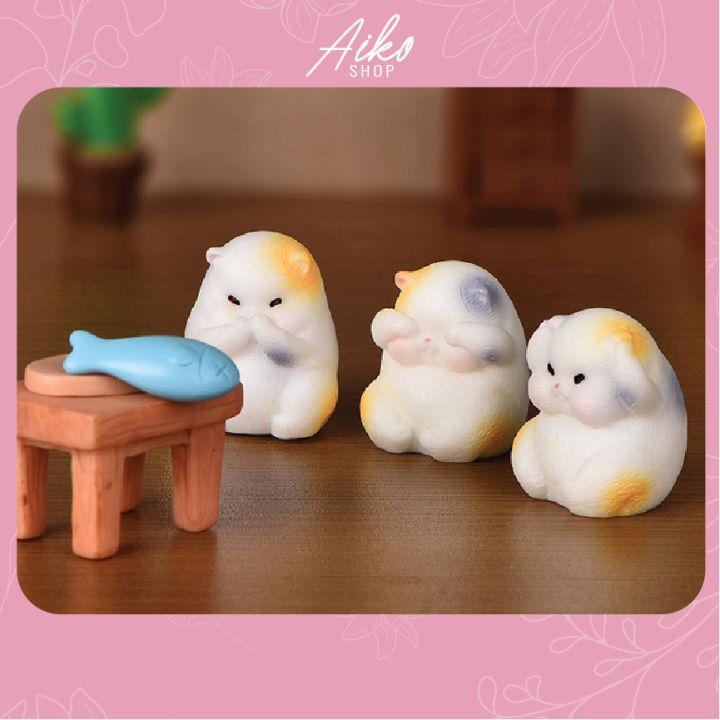 Mô hình mèo mập tam thể trang trí chậu cây , bàn làm việc | Lazada.vn
