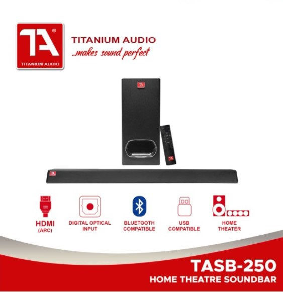 Titanium Audio Soundbar with Subwoofer TASB-250 2.1CH Home Theater ...
