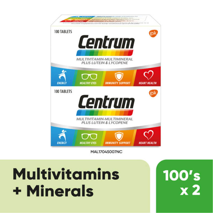 CENTRUM Multivit-Multimineral + Lutein & Lycopene 2X100s | Lazada