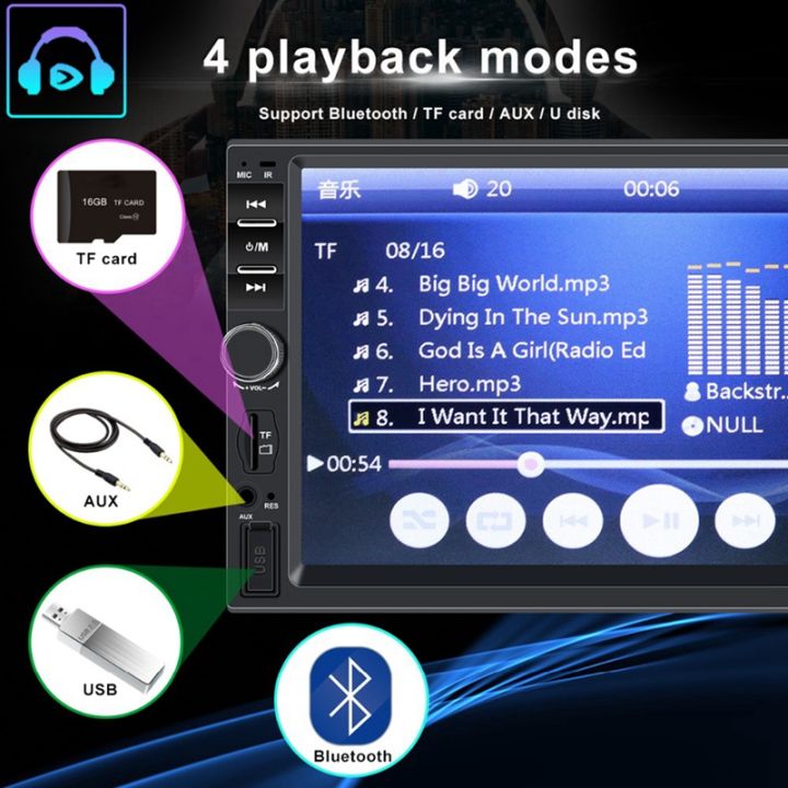 Universal 7Inch 2 Din Car Radio Recorder Player MP5 Bluetooth Multimedia Player with Camera ...