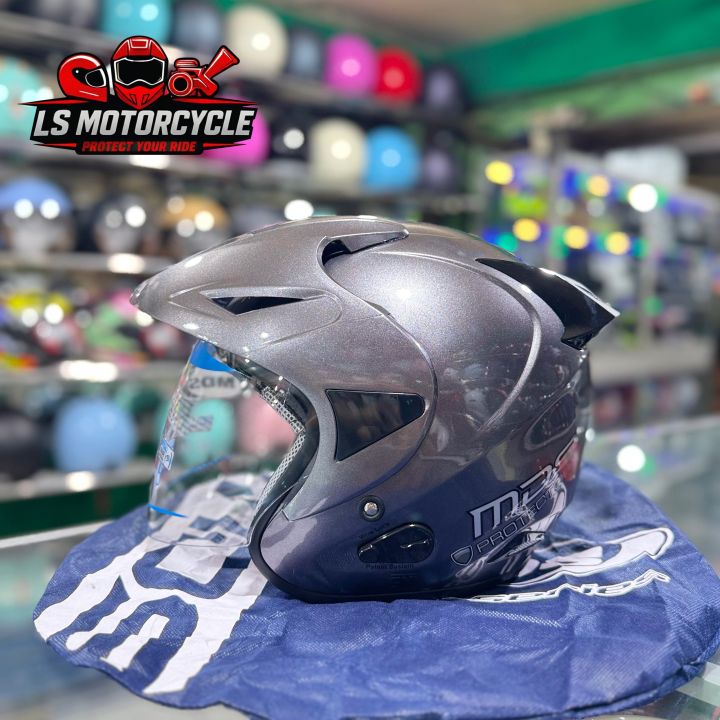 Helm MDS Protector Solid - Black Matt/Hitam Doff Half Face Lubang Anti ...