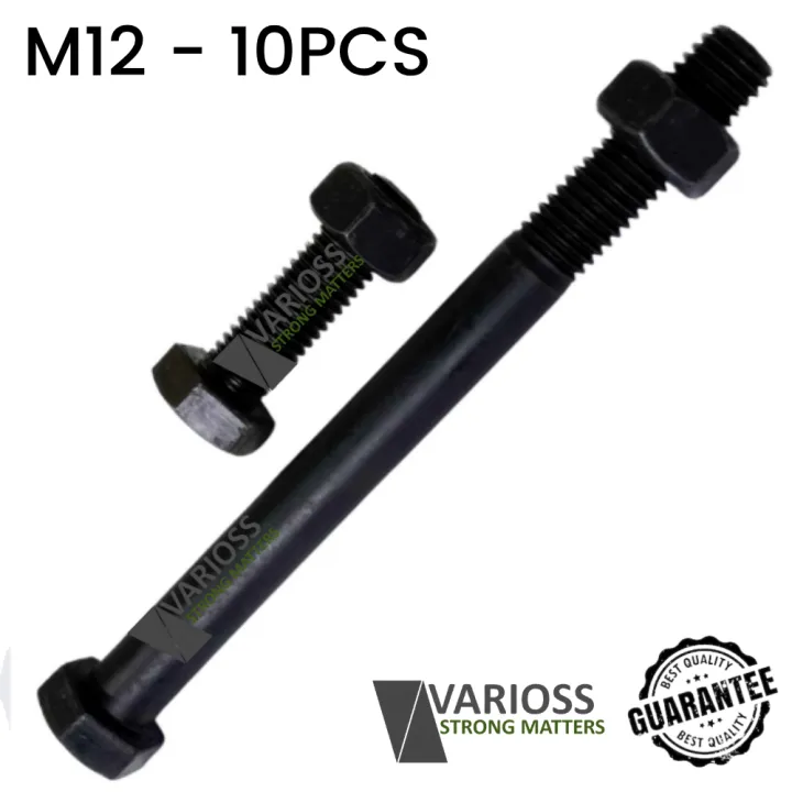 M12 High Tensile Hex Bolt with nut - 1 pc to 10 pcs per order 12 mm body diameter x ( 20-400) mm ...