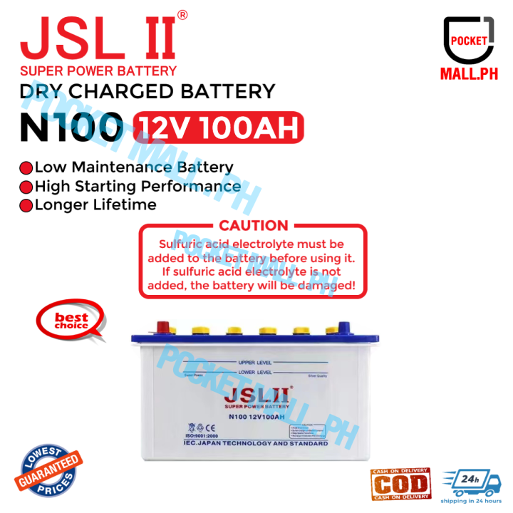 JSL II Brand Dry Charged Battery 12V 100AH Automotive Battery N100 ...