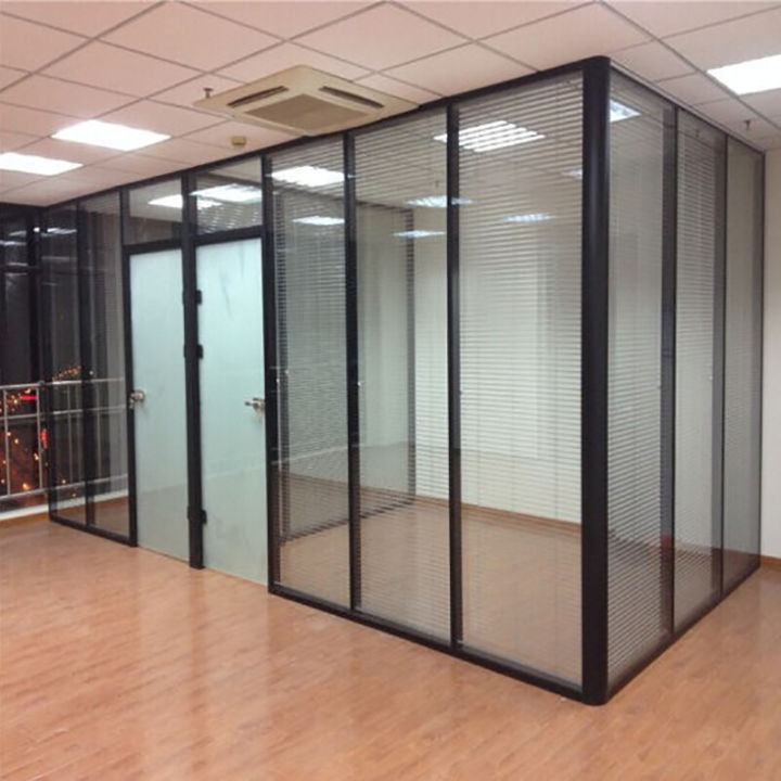Glass partition wall aluminum alloy office tempered glass frosted ...
