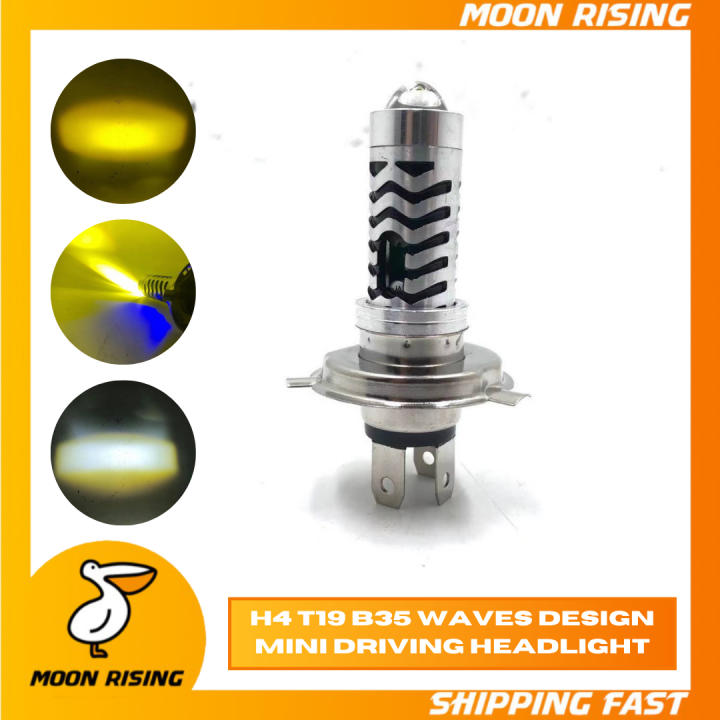 H4 T19 B35 HEADLIGHT LED BULB WITH BLUE LIGHT MOTORCYCLE WAVES DESIGN ...