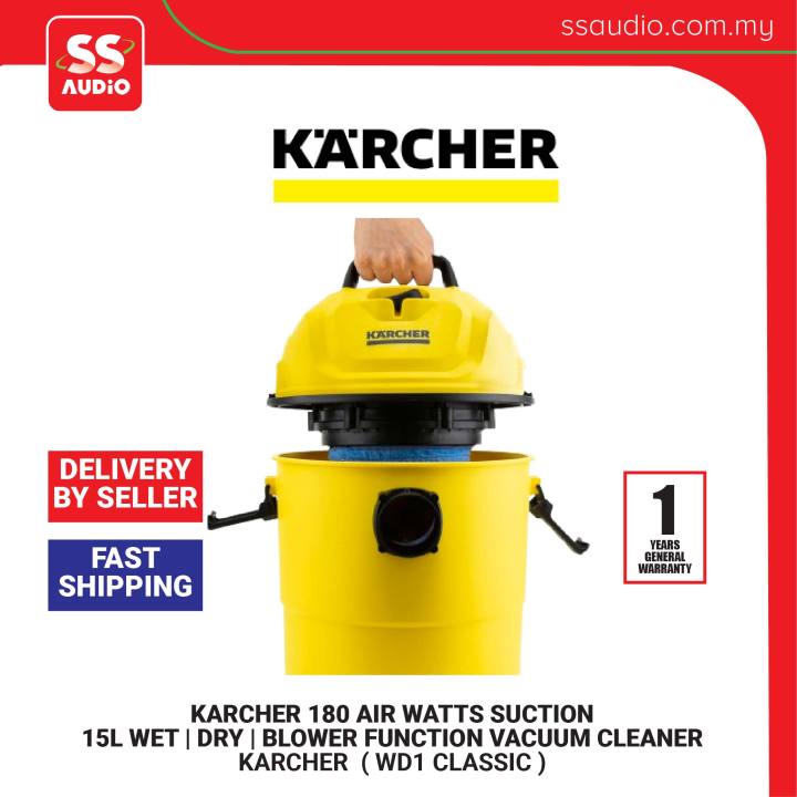 KARCHER WD1 CLASSIC 180 AIR WATTS SUCTION 15L WET | DRY | BLOWER FUNCTION VACUUM CLEANER | Lazada