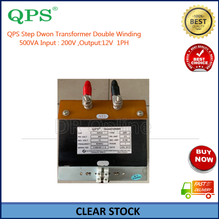 QPS STEP DOWN TRANSFORMER DOUBLE WINDING 1PHASE 500VA INPUT 200V OUTPUT ...