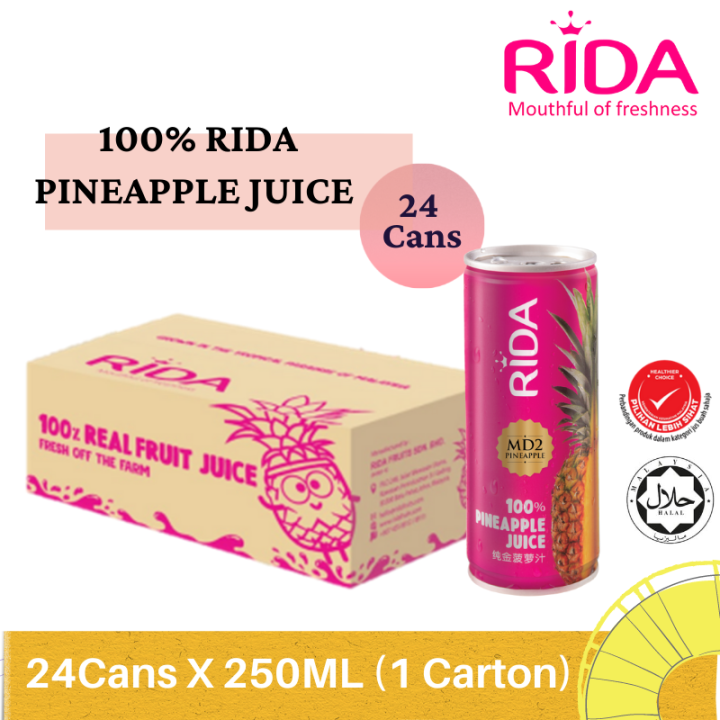 100% RIDA PINEAPPLE JUICE (250ML X 24 CANS) | Lazada