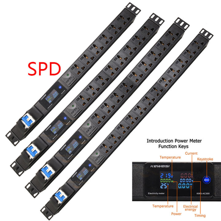 PDU Power Strip 16A Circuit breaker 2-12Ways Socket Cord Length 2Meter UK Plug For Power ...