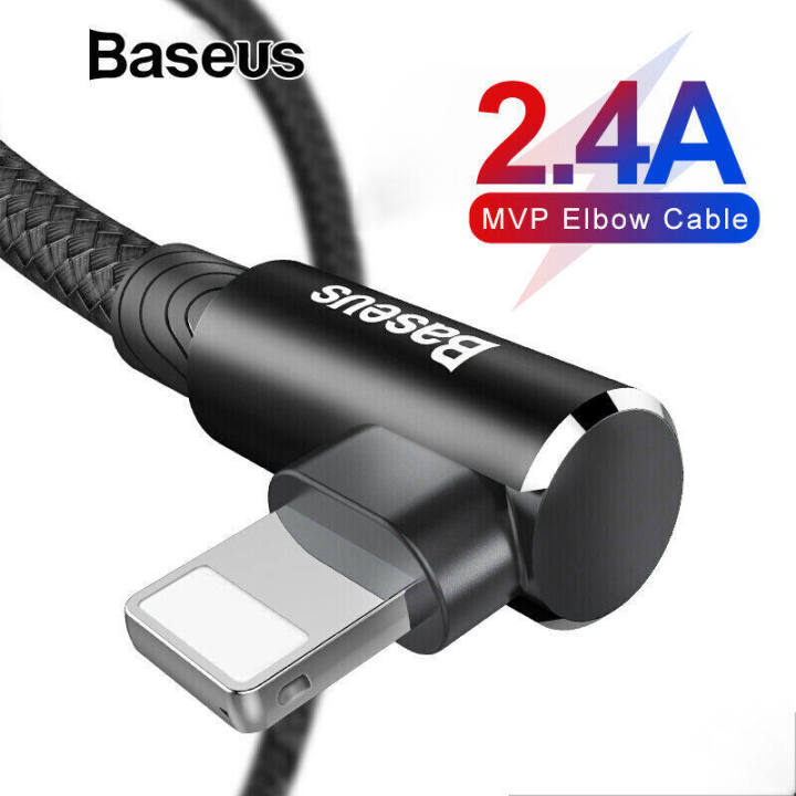 Baseus 90 Degree USB Cable For iPhone 14 13 12 Pro Max X XR Xs Max 7 8 ...