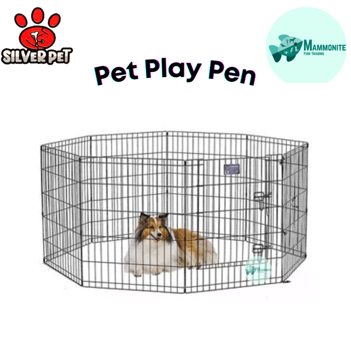 Pet Dog Cat Silver Pet Play Pen Cage Enclosure Crate Stainless Steel XL ...