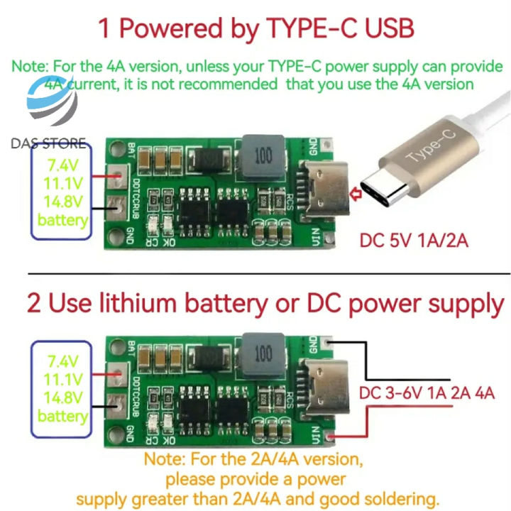 Modul charger 2S 3S 4S lithium lipo Liion 3-6V USB type C 4 Ampere ...