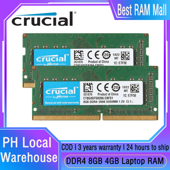 【Free shipping】Crucial DDR4 RAM 8GB 4GB 16GB 2400/2666/3200Mhz PC4-19200/21300/25600 SODIMM 1.2V ...