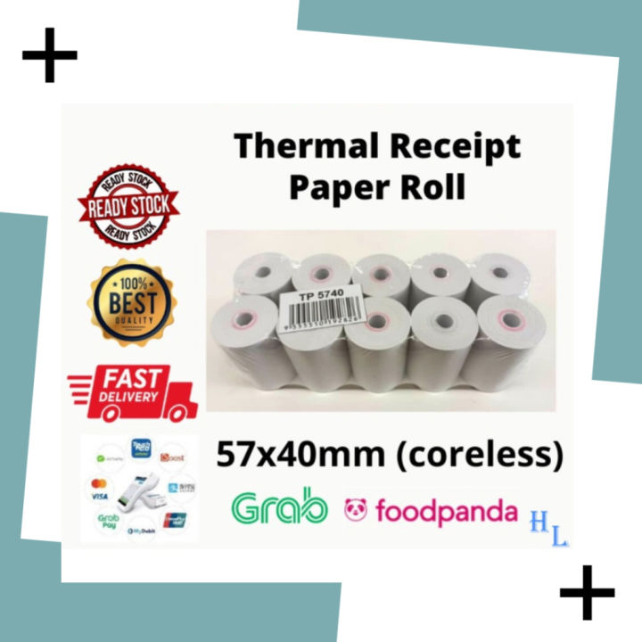Thermal Paper Roll 57mm X 40mm X Coreless 10 (10 Rolls) | Lazada