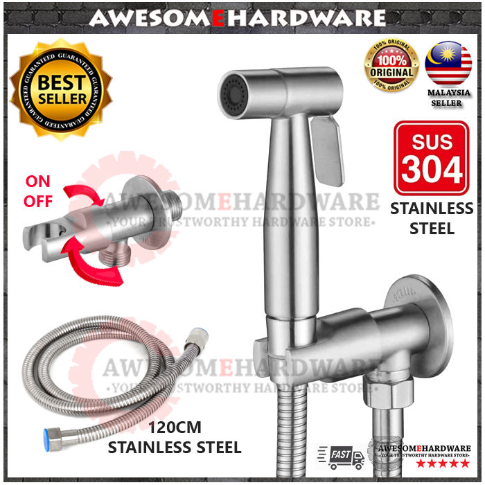 (COMBO) RF81 SUS304 STAINLESS STEEL BIDET SET WITH ANGLE VALVE WATER ...