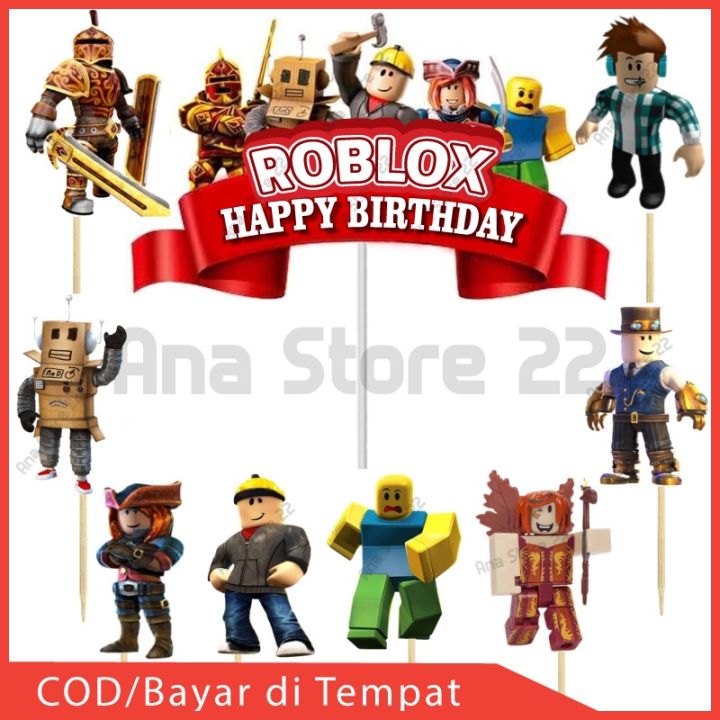 Topper Cake Karakter Roblox Toper Happy Birthday Hiasan Karakter Kue ...