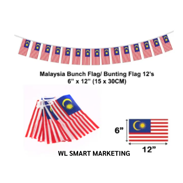 Hanging Malaysia Flag Bunting Flag Flagline Bendera Malaysia 15x30cm (1 ...