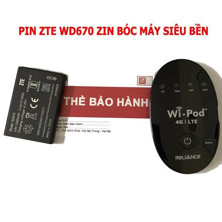 Pin cho thiết bị phát wifi Reliance WD670 Wi-Pod,Jio M2S, Jazz MF673 ...