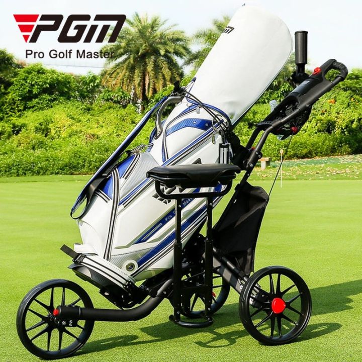 PGM QC007 Three Wheel Foldable Golf Cart Golf Cart with Seat Ice Bag ...