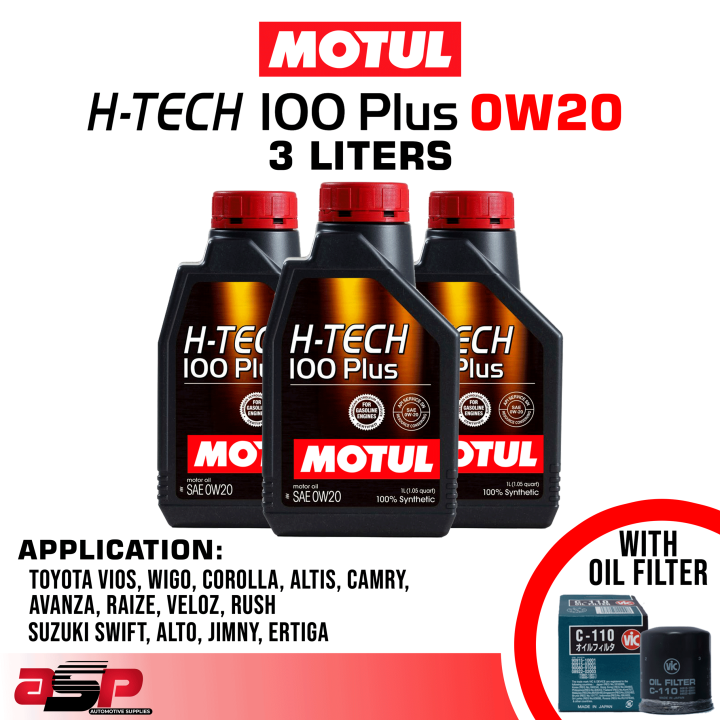 Motul H-Tech 100 Plus 0W-20 Fully Synthetic 3 Liters Bundle for Toyota ...