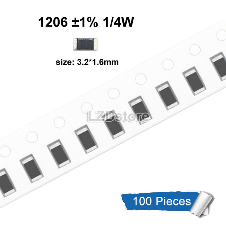100ชิ้น/ล็อตตัวต้านทาน SMD 1206 1% 10K 15K 39K 47K 56K 1002 1102 1202 ...