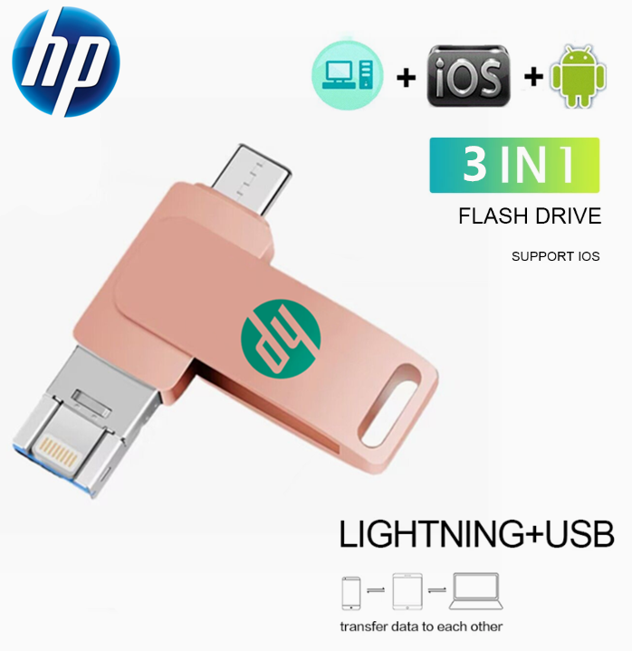HP USB3.0 Flash Drive 512GB 1TB Type-C for iPhone iPad/Lightning 3IN1 ...