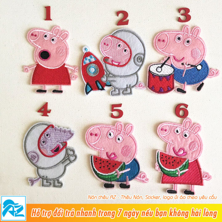 Sticker thêu ủi nhiệt hình heo peppa dễ thương - patches S504 | Lazada.vn